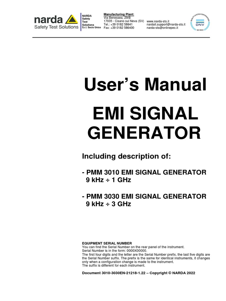 User's Manual Emi Signal: Generator | PDF | Battery Charger | Mains ...