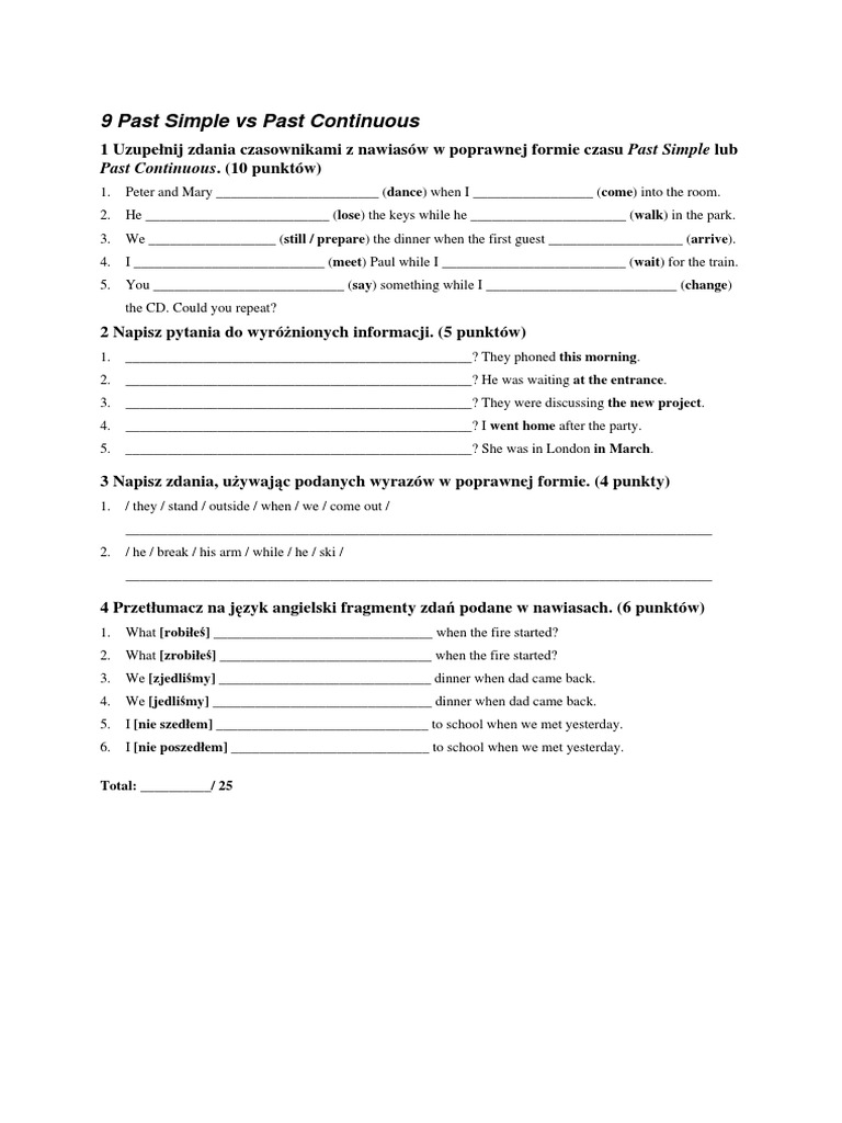9 Past Simple Vs Past Continuous | PDF