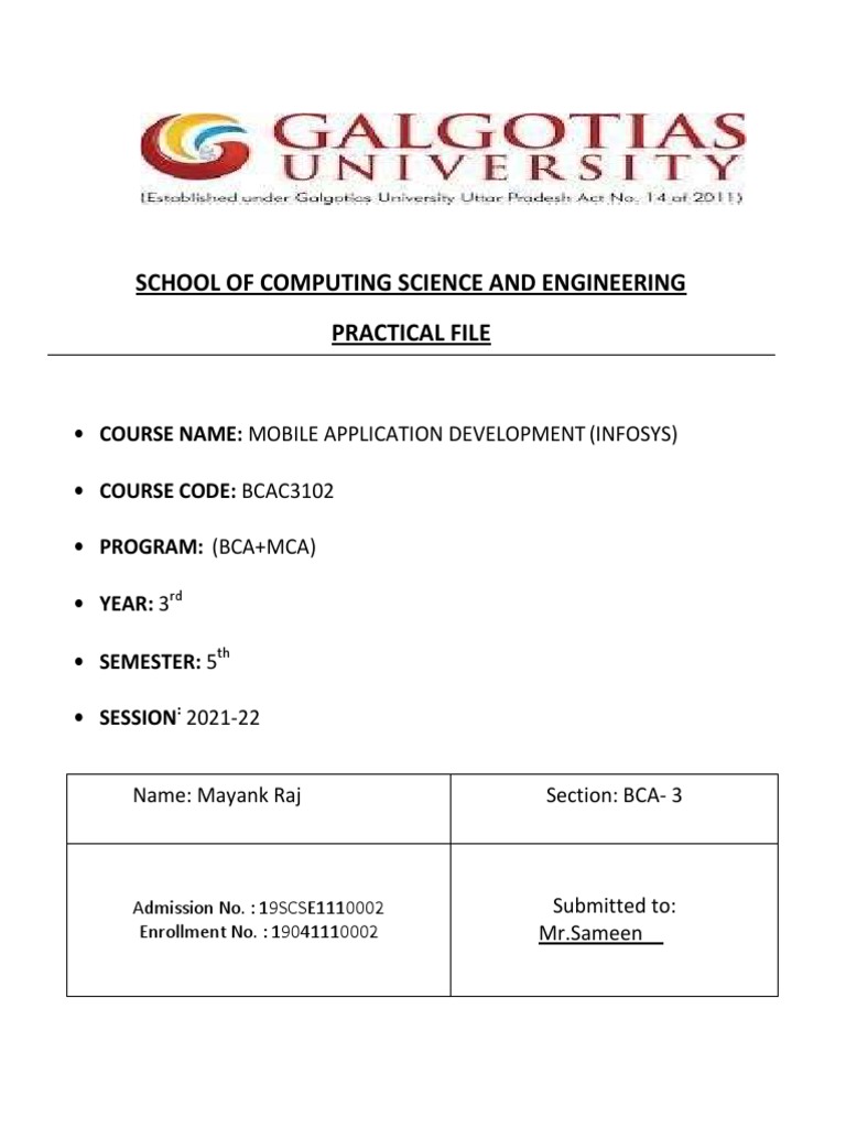 Mobile Development - MAYANK | PDF | Android (Operating System) | Application Software