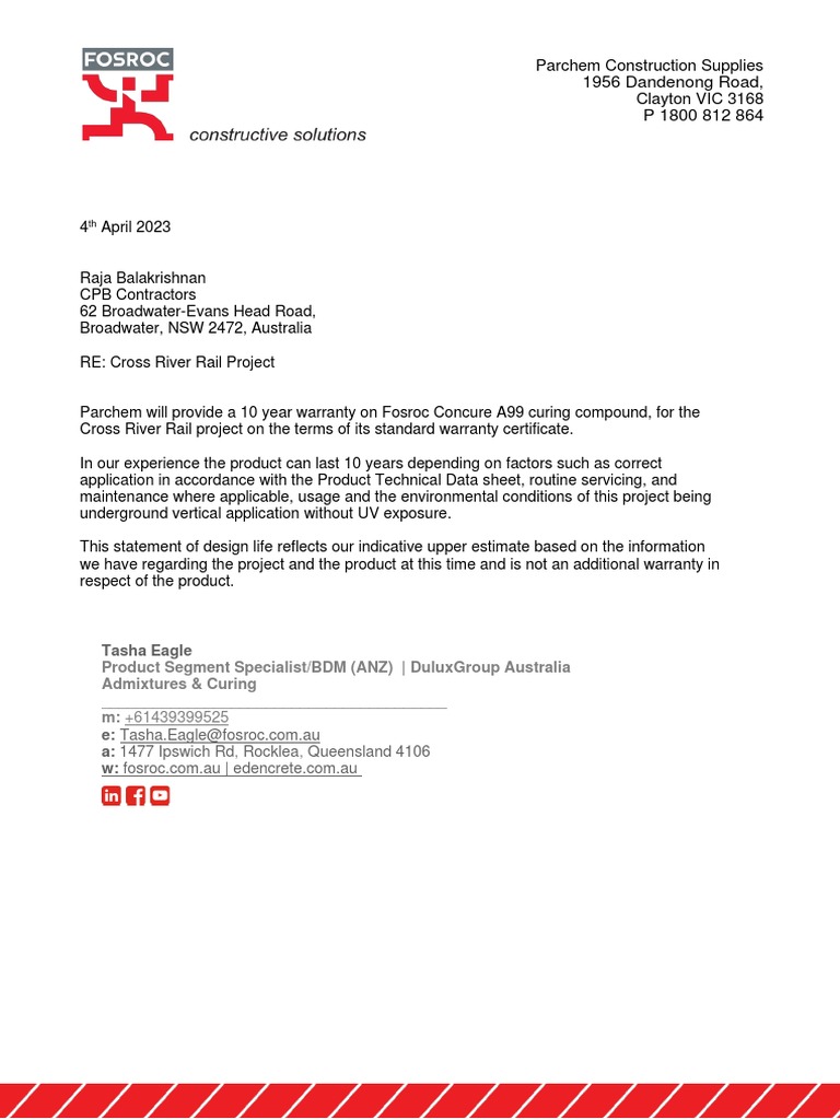 Design Life Statement - Concure A99 - Cross River Rail - April 2023 ...