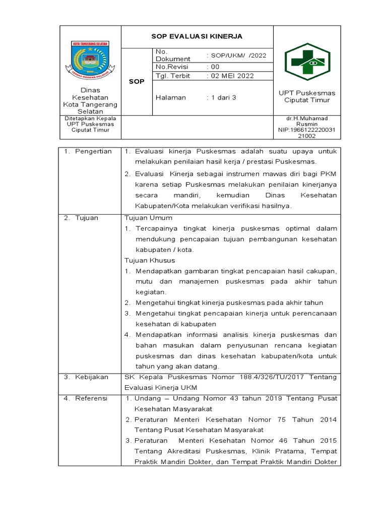 SOP Evaluasi Kinerja 2022 | PDF