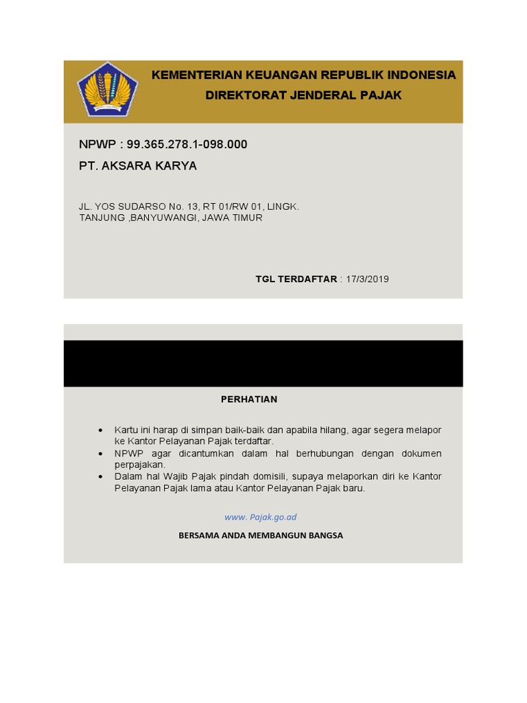 Kartu NPWP | PDF
