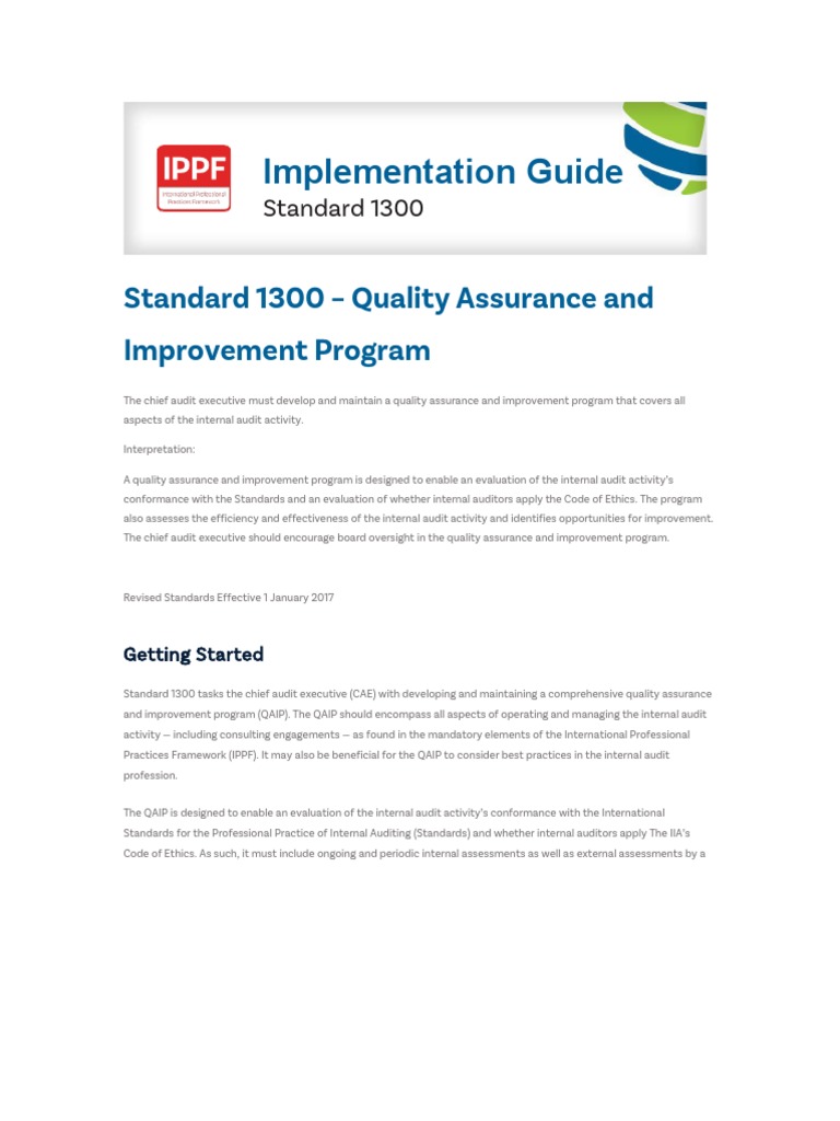 Iia Ig - Standard 1300 Quality Assurance and Improvement Program ...
