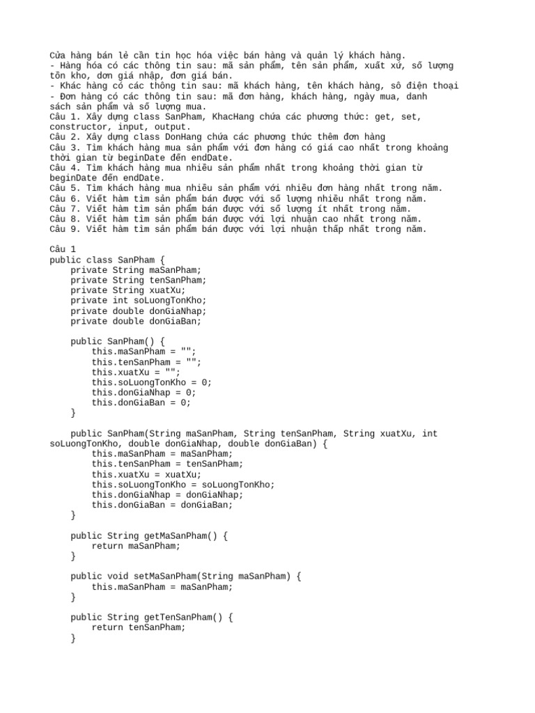 Giai BT OOP Java - 2 | PDF Giai BT OOP Java - 2 | PDF