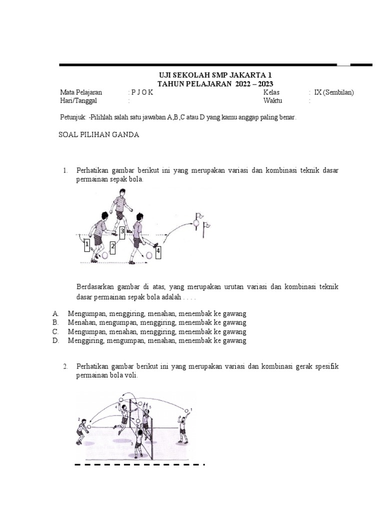 Soal Us Penjas KLS 9 2023 | PDF | Olahraga & Rekreasi