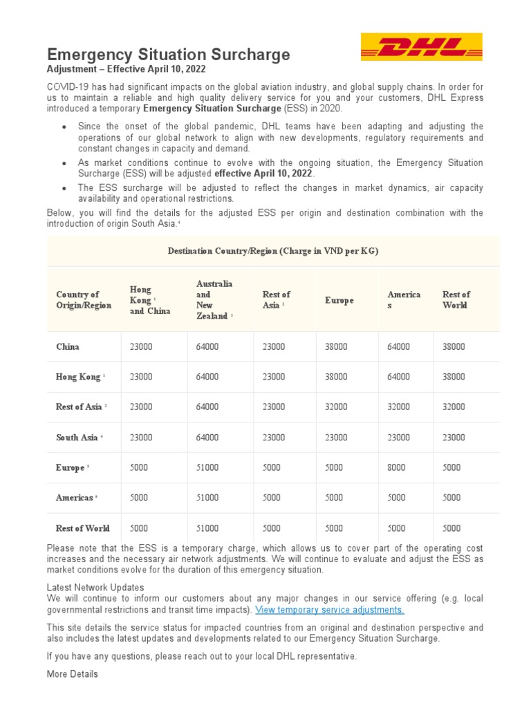 DHL Emergency Charge | PDF | Asia