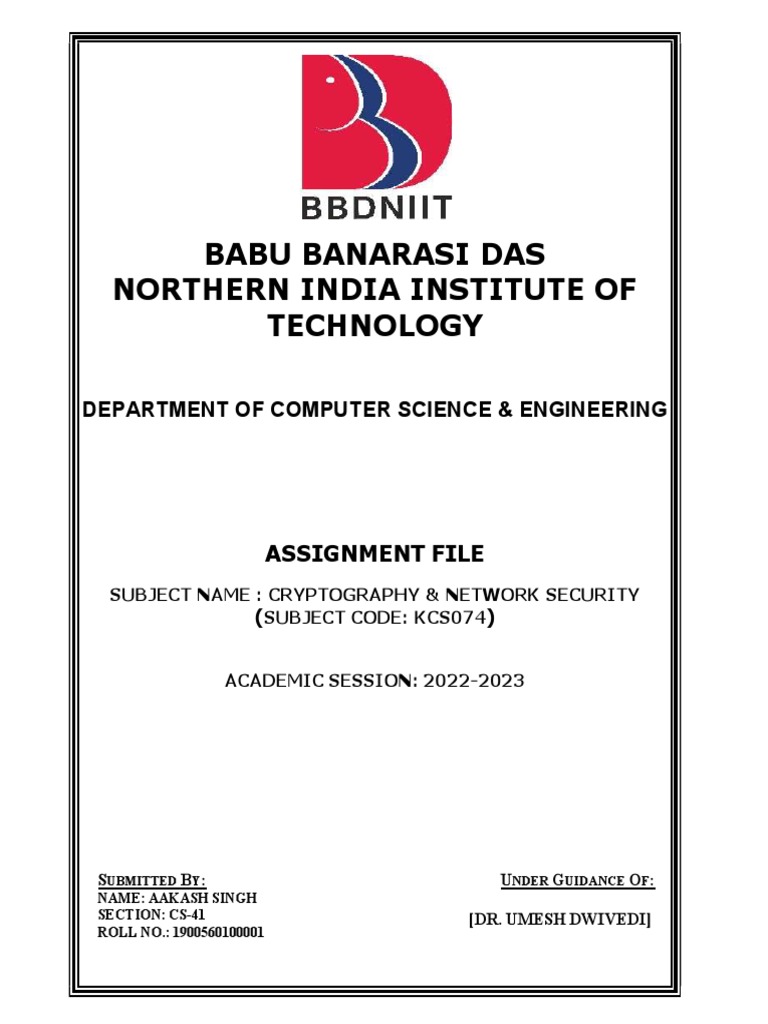 Assignment File | PDF | Engineering | Cryptography