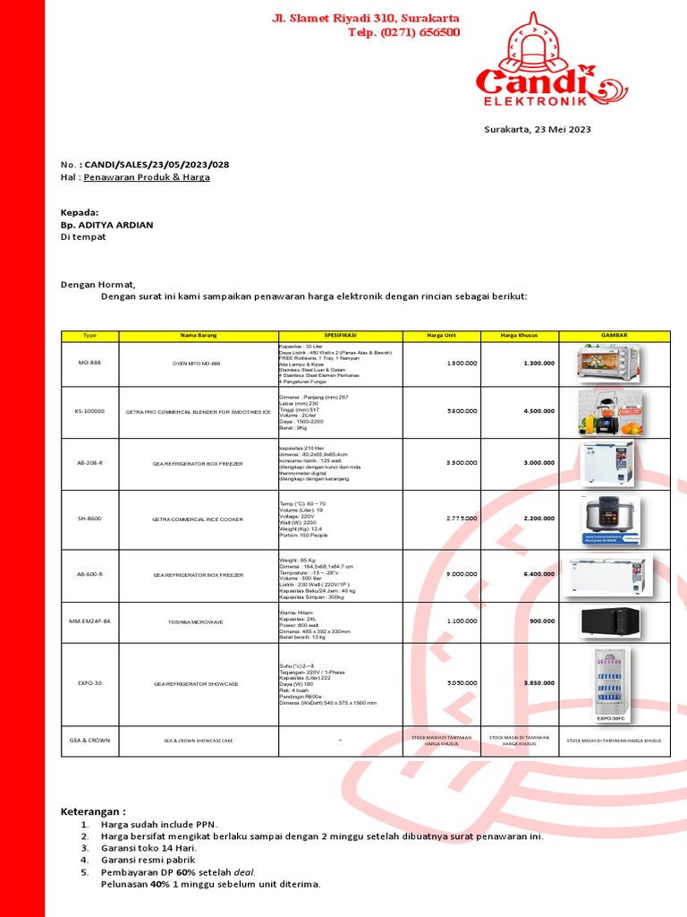 PENAWARAN Bp. Aditya Ardian | PDF