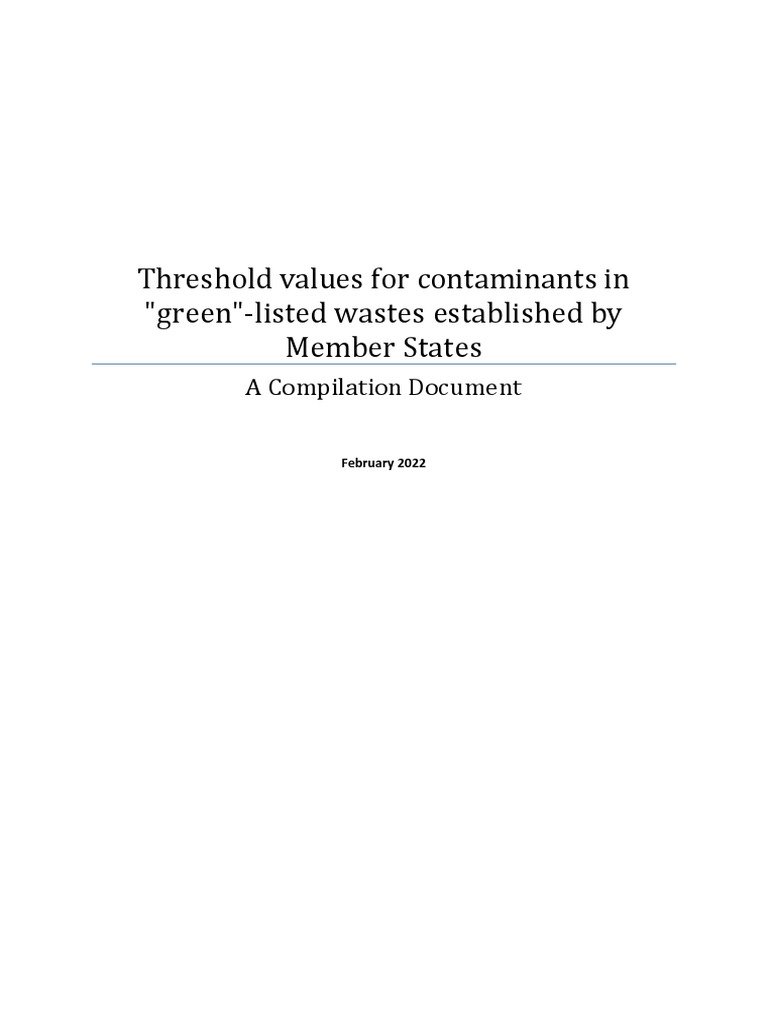 MS Threshold Values - Contaminants in Green-Listed Wastes REV2022 | PDF ...
