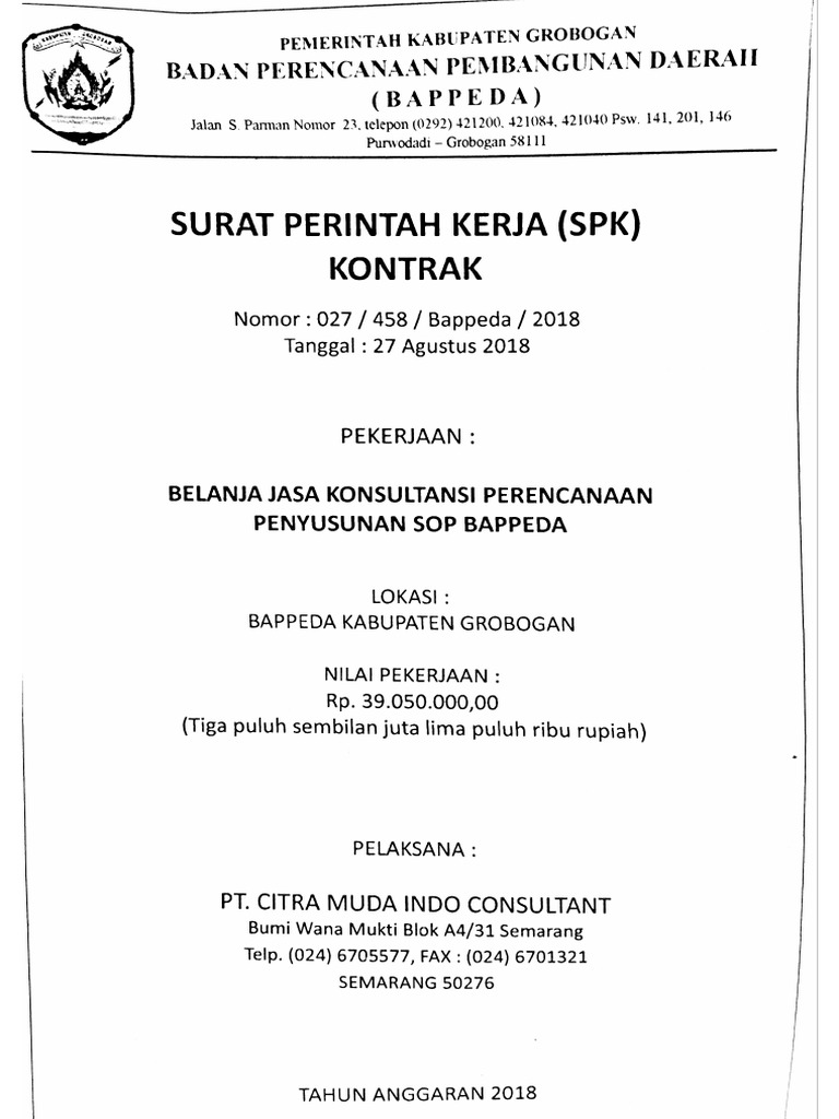 Belanja Jasa Konsultan Perencanaan Penyusunan Sop Bappeda | PDF