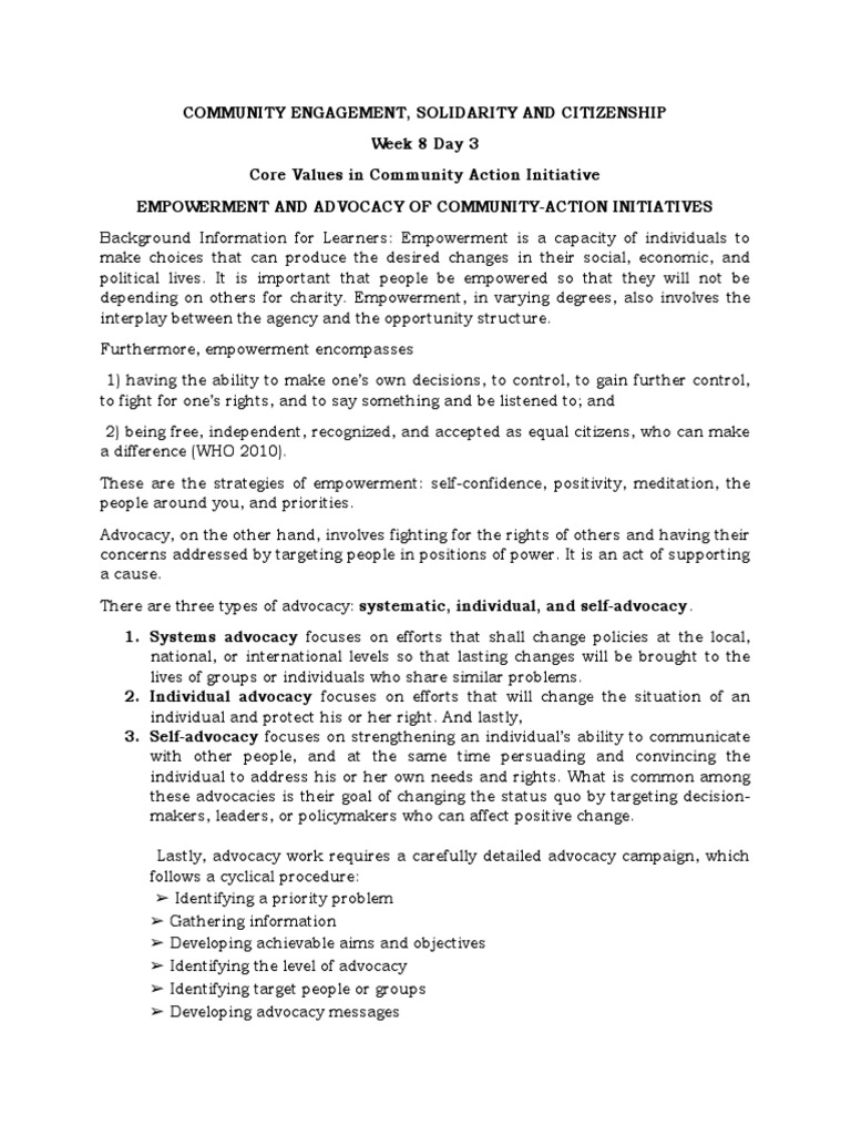 Cesc Modules 8 | PDF | Empowerment