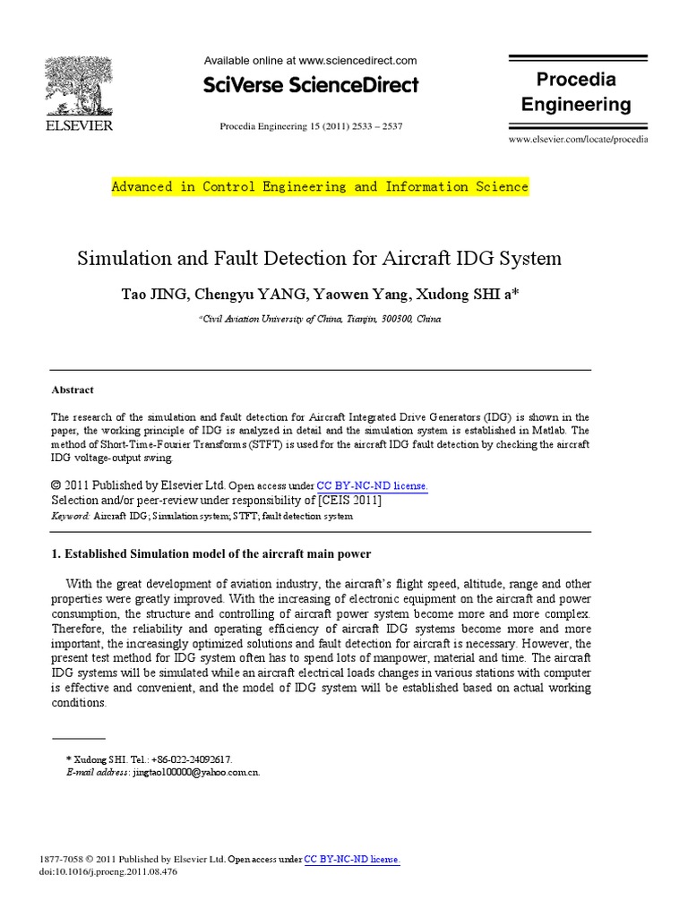 Simulation and Fault Detection For Aircraft IDG Sy-1 | PDF | Electric ...