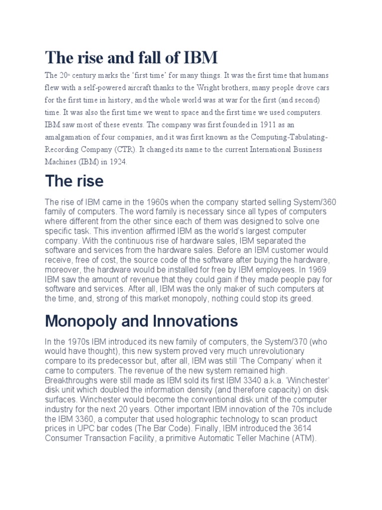 The Rise and Fall of IBM | PDF | Ibm | Monopoly