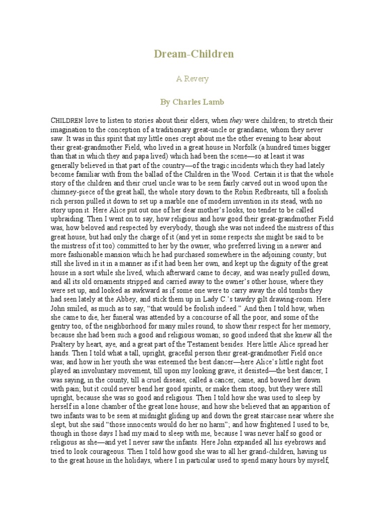 Dream Children by Charles Lamb | PDF | Mind | Peach