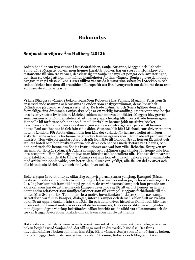 Sonjas Sista Vilja | PDF