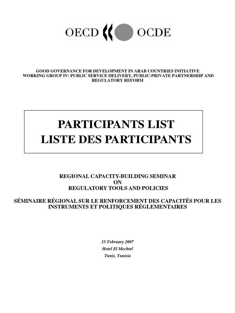 Participants List | PDF | Government | Governance