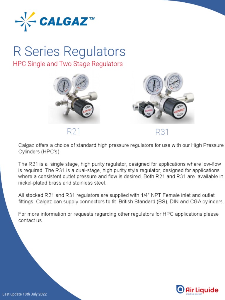 R - Series Regulators | PDF | Manufactured Goods | Chemical Engineering