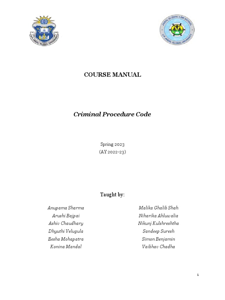 CRPC Course Manual 2023 - Spring Semester | PDF | Criminal Procedure In ...