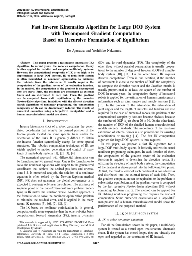 Fast Inverse Kinematics Algorithm For Large DOF System With Decomposed Gradient Computation ...