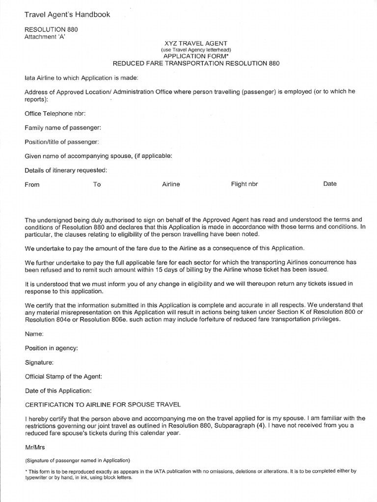 Iata 880 Form | PDF