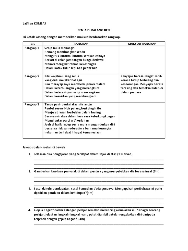 Senja Di Palang Besi Dan Legasi Tapai Ubi | PDF
