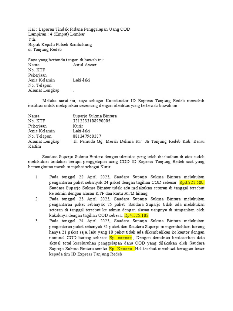 Surat Laporan Polisi Pdf