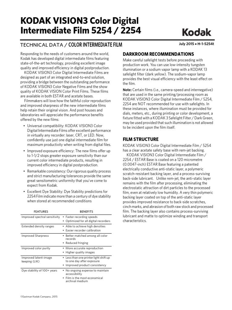 Kodak 2254 - TI2651 | PDF | Color | Film Speed
