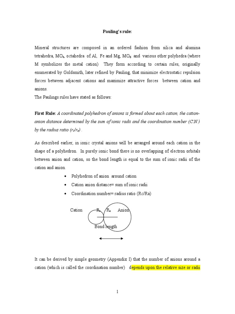 Paulings Rule | PDF | Chemistry | Physical Sciences