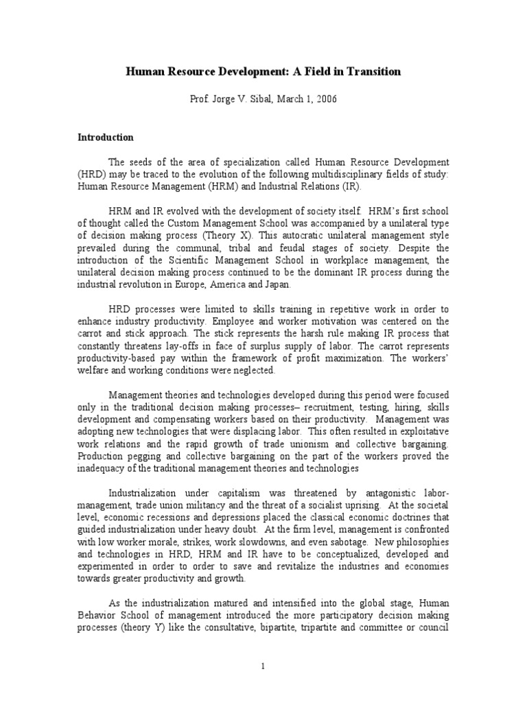 HRD, A Field in Transition - Pjlir | PDF | Human Resource Management ...