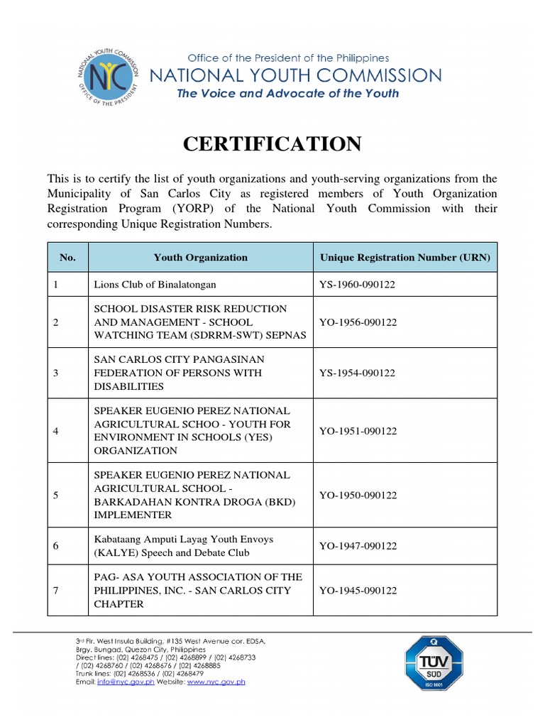 SGLG Certification Request | PDF