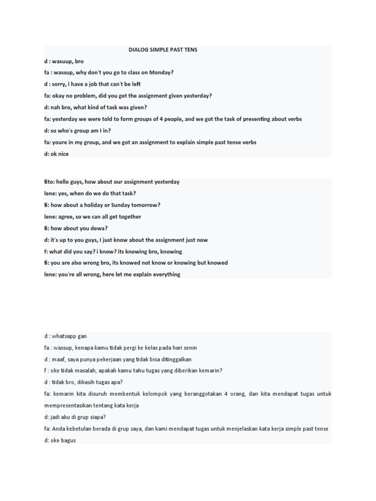 Dialog Simple Past | PDF