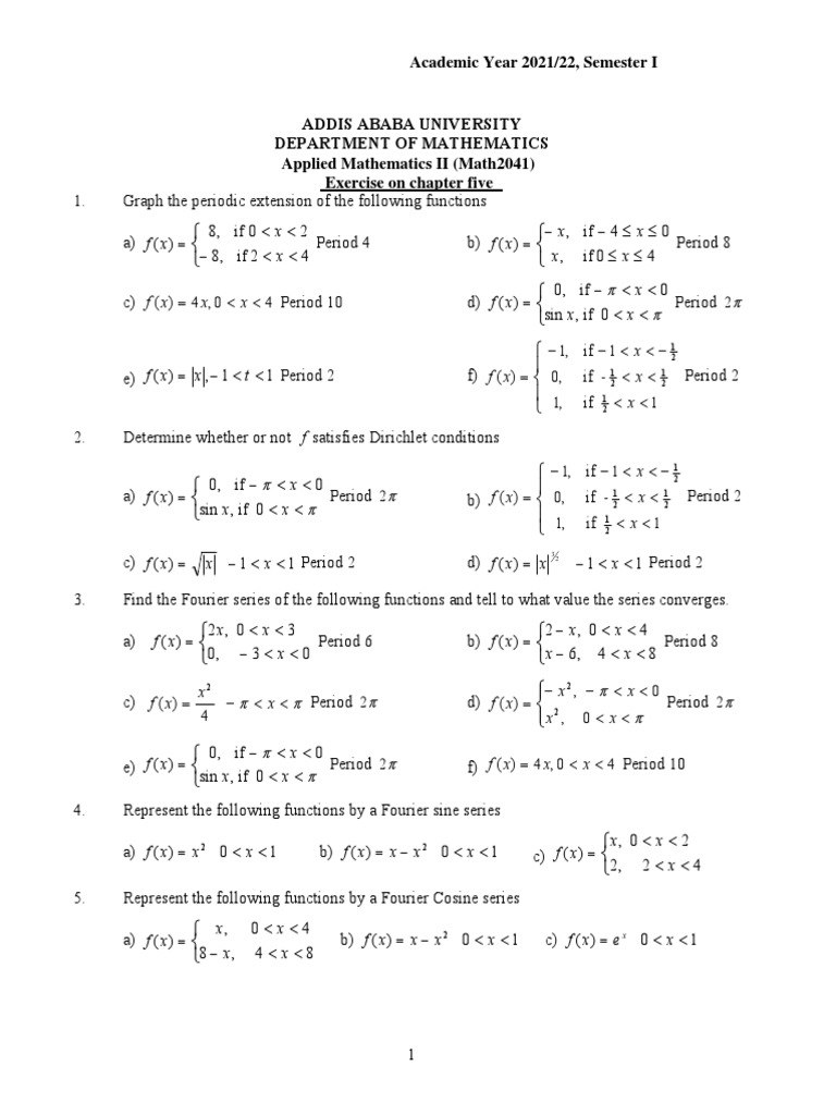 Worksheetonfourierappliedii Pdf Fourier Series Fourier Analysis