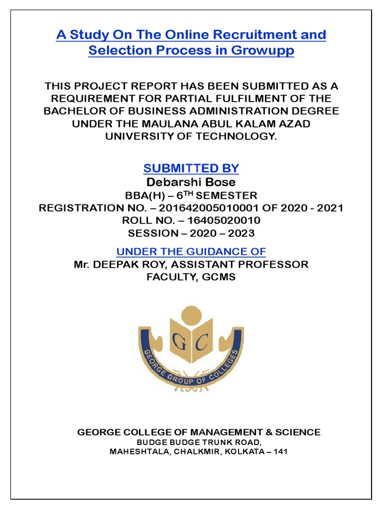 Debarshi Bose Internship Project-1 | PDF | Recruitment | Microsoft Excel