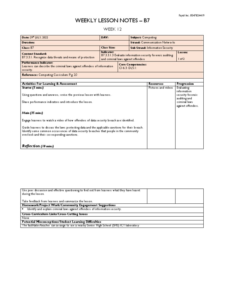 B7 Comp WK12 | PDF | Learning | Information Security
