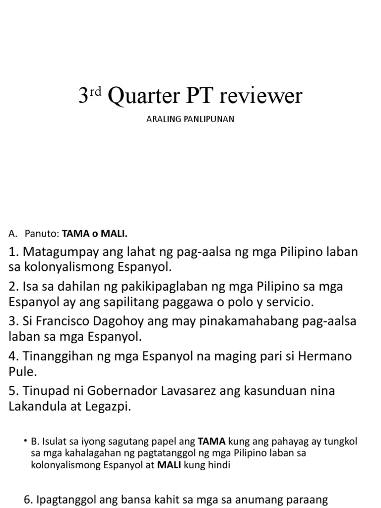3rd Quarter PT Reviewer | PDF