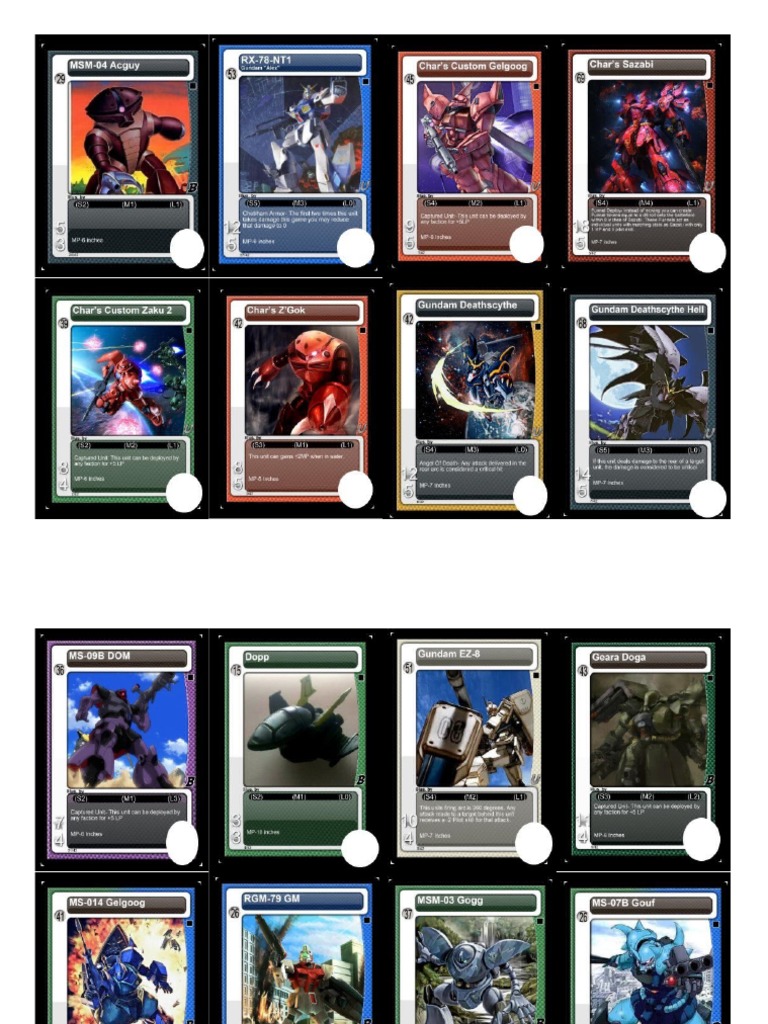 Gundam Warfront Stat Cards | PDF