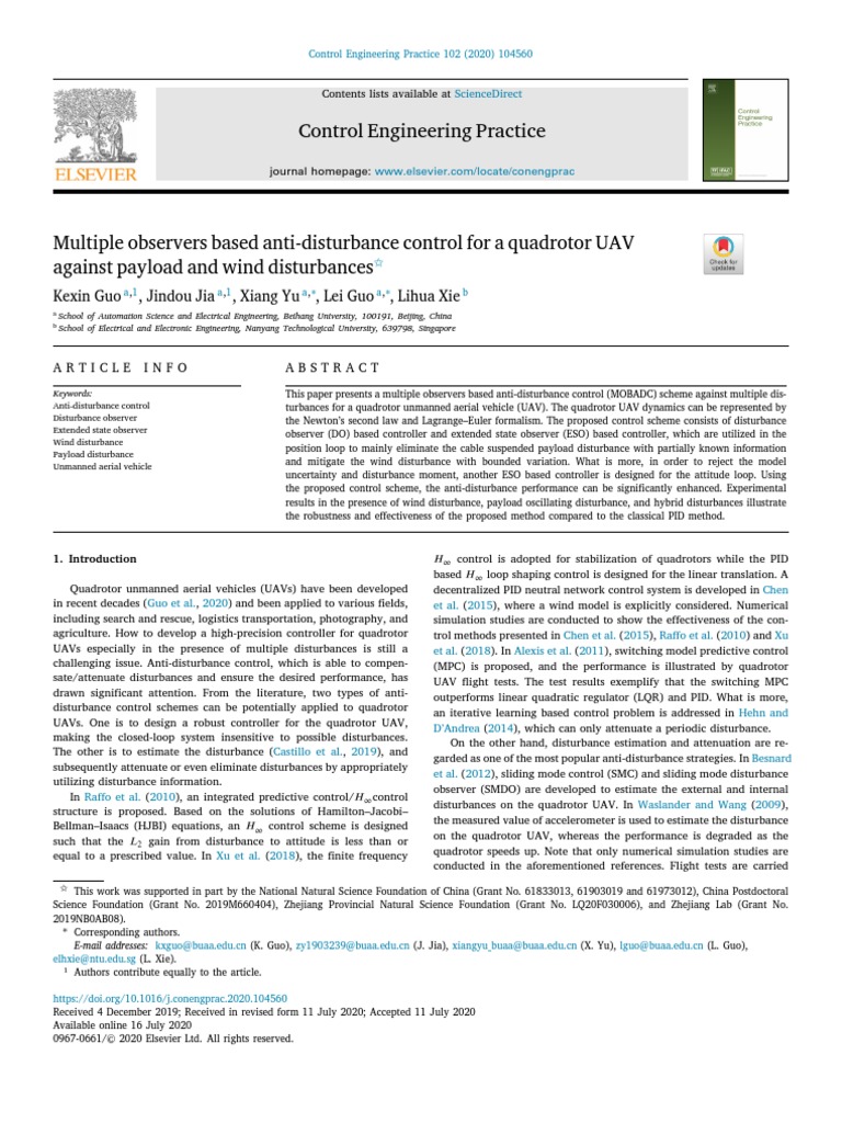2020 - Guo Et Al. - Multiple Observers Based Anti-Disturbance Control For A Quadrotor UAV ...