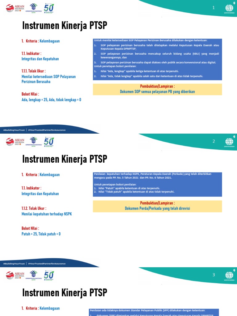 Penjelasan Instrumen Kinerja PTSP. Tahun 2023pptx | PDF