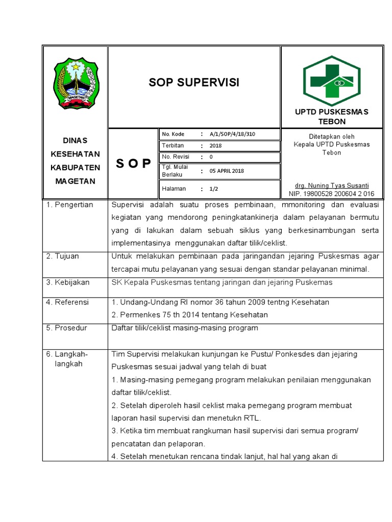 Sop Supervisi | PDF