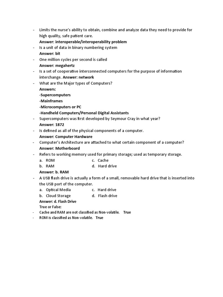 Computer Hardware Questions | PDF