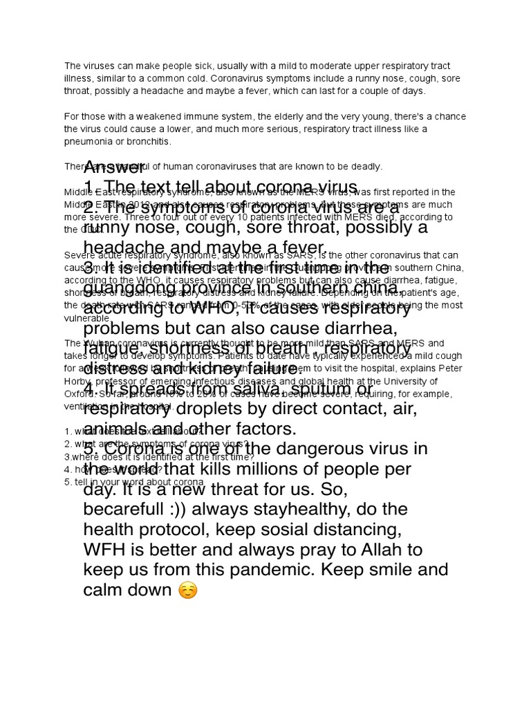 Edited - The Viruses Can Make People Sick, Usually With A Mild To ...