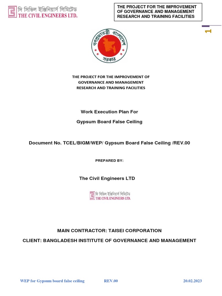 WEP For Gypsum Board False Ceiling | PDF | Drywall | Ceiling