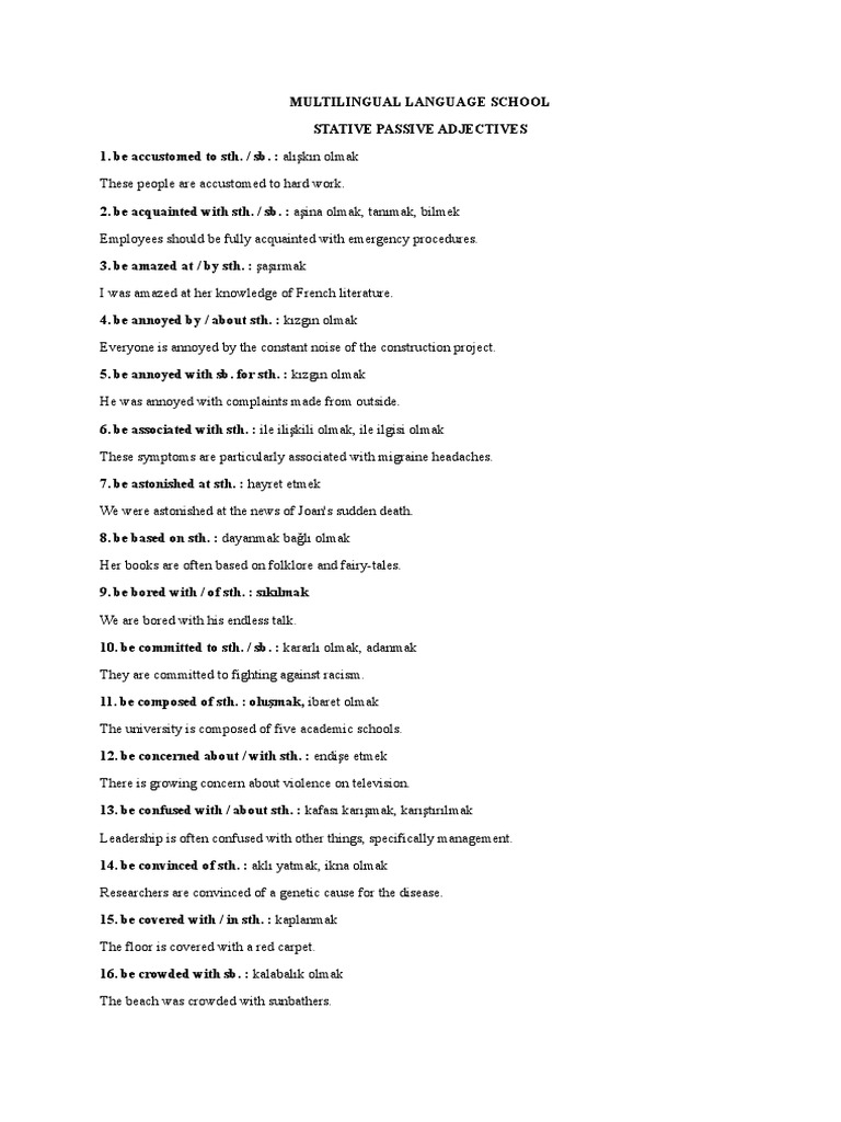 English Passive Adjectives Guide | PDF