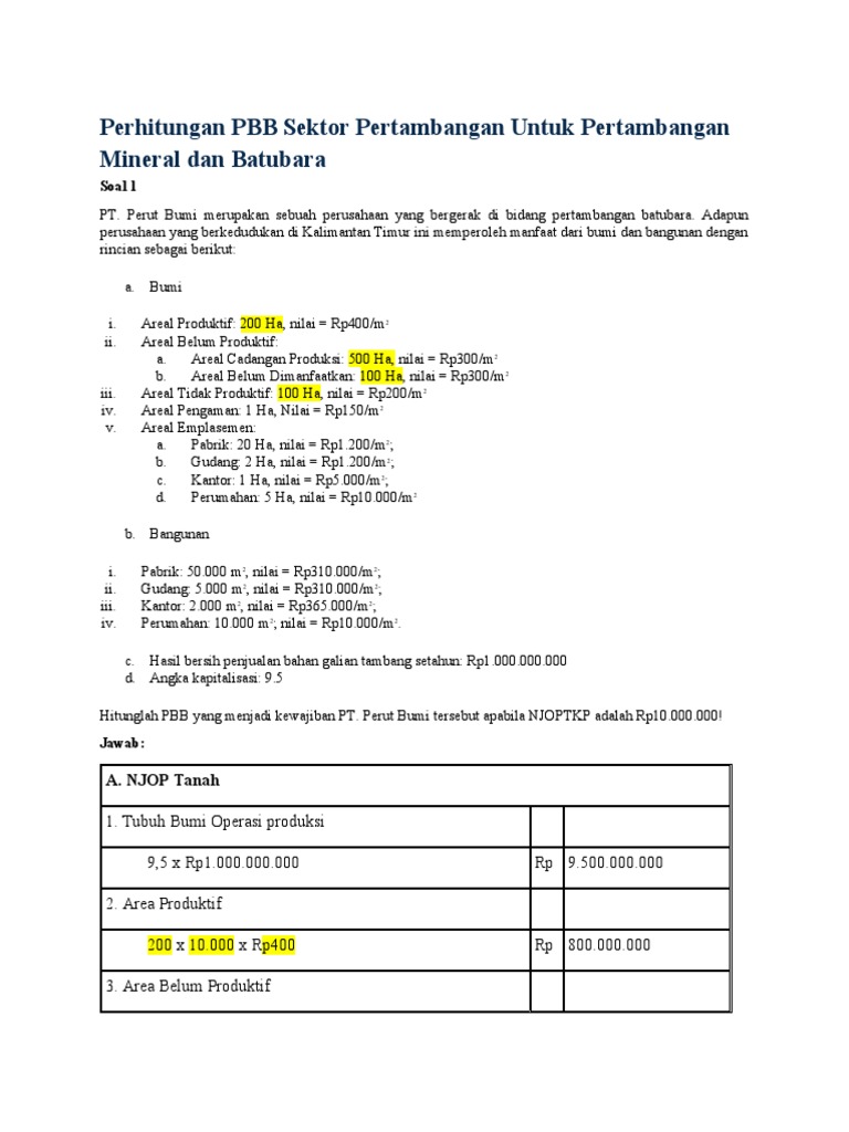 Perhitungan PBB Sektor P3 | PDF