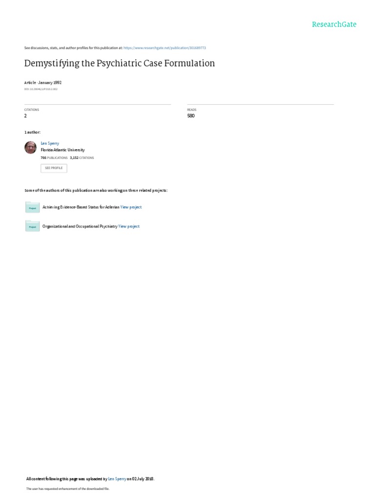 Demystifying The Psychiatric Case Formulation | PDF | Psychiatry ...