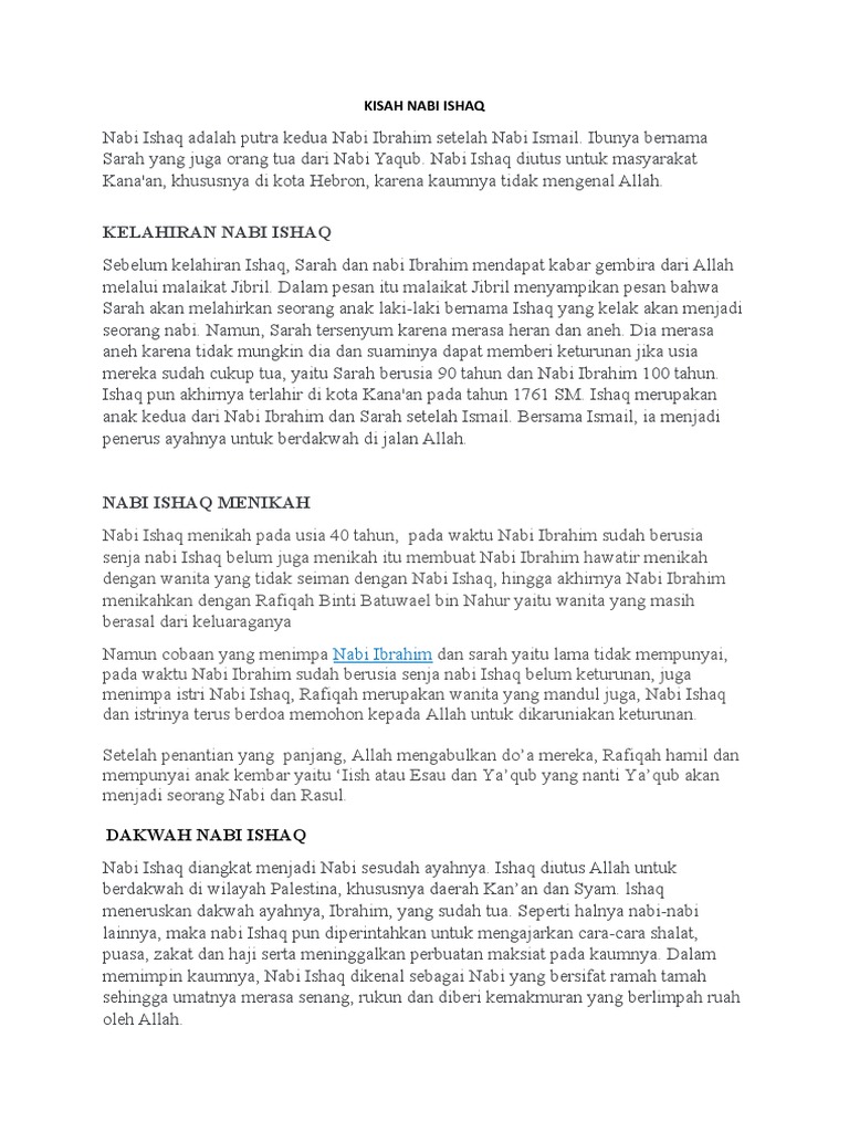 Kisah Nabi Ishaq | PDF