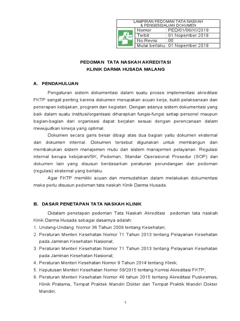Pedoman Tata Naskah Klinik Fix | PDF