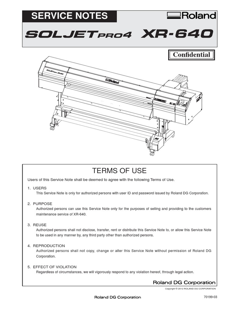 ROLAND SolJet Pro 4 XR 640 Service Manual Direct Download | PDF | High Voltage