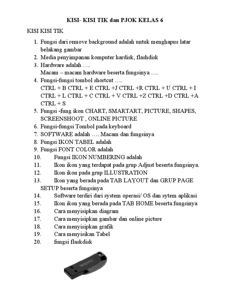 KISI KISI TIK Dan PJOK 2023 | PDF