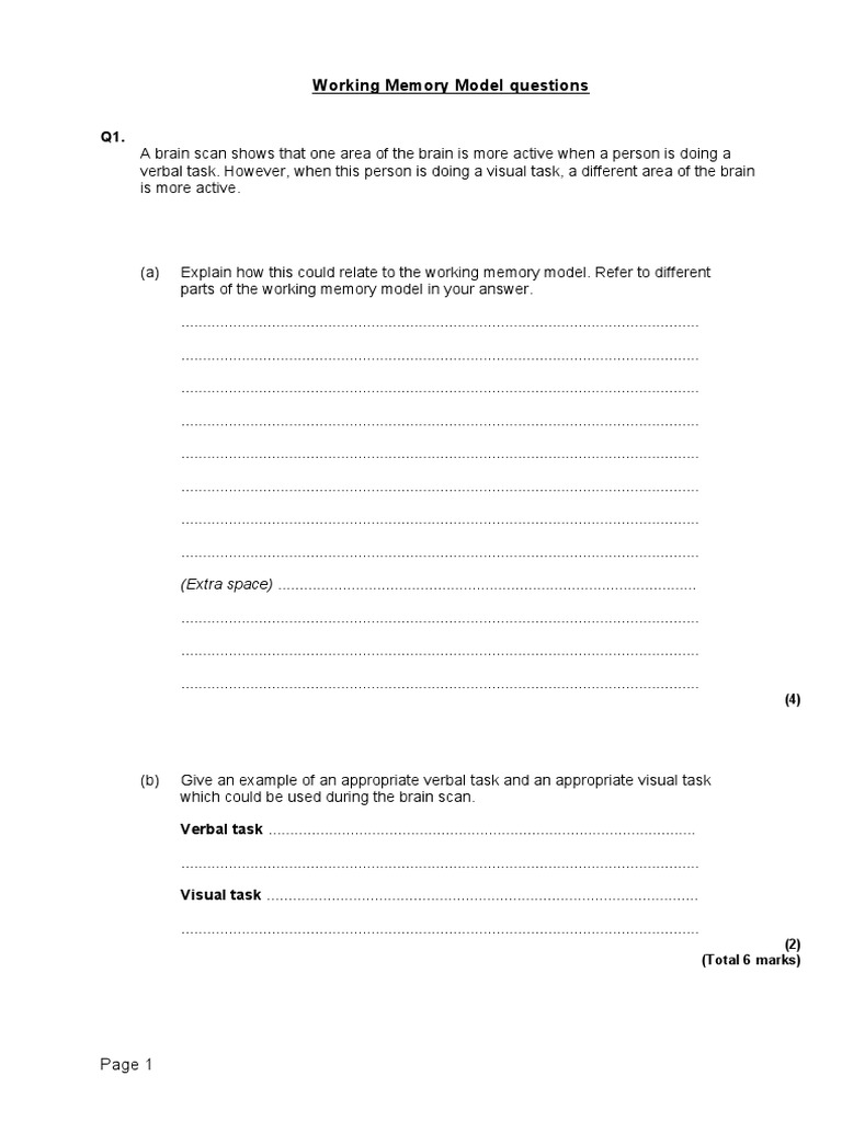 Working Memory Model of Memory Questions | Download Free PDF ...